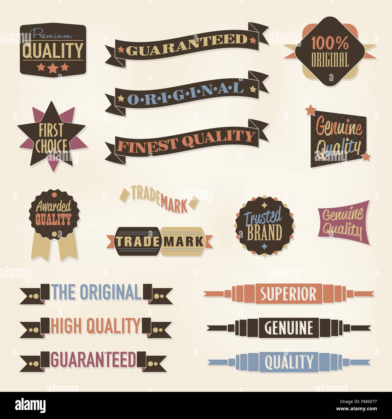 Vintage style ribbons, banners and badges Stock Vector Image & Art - Alamy