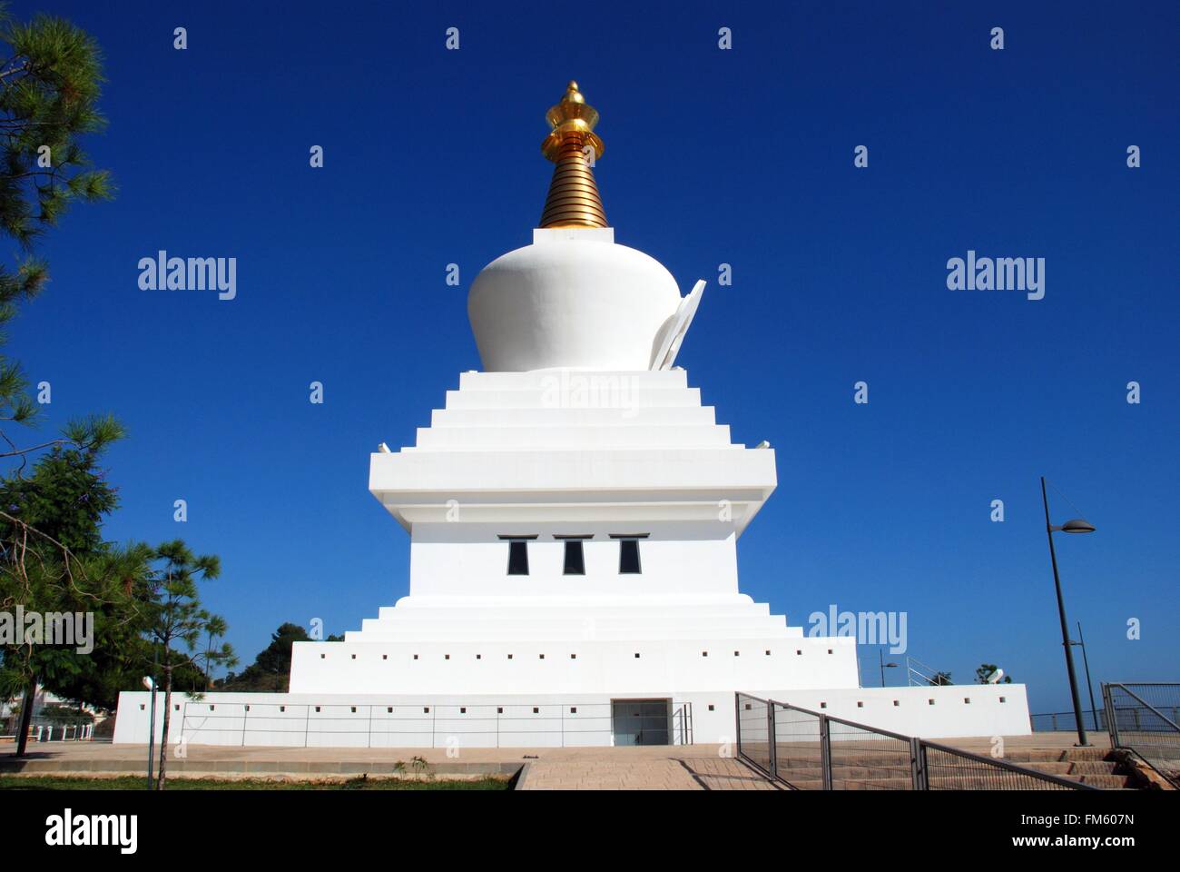 View of the Stupa which is a dome shaped building erected as a Buddhist ...