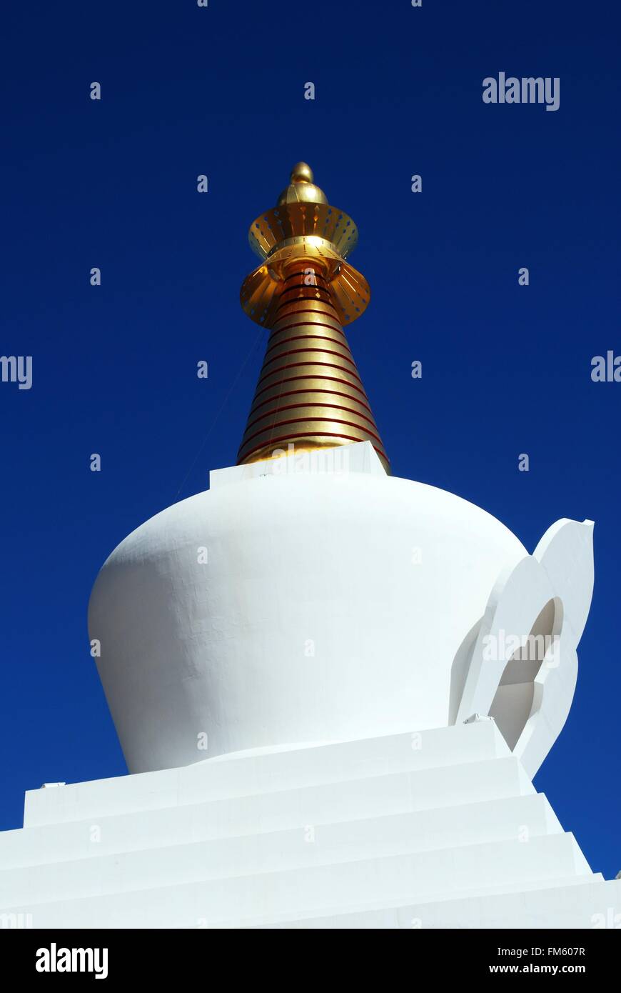 View of the Stupa dome erected as a Buddhist shrine in Benalmadena ...
