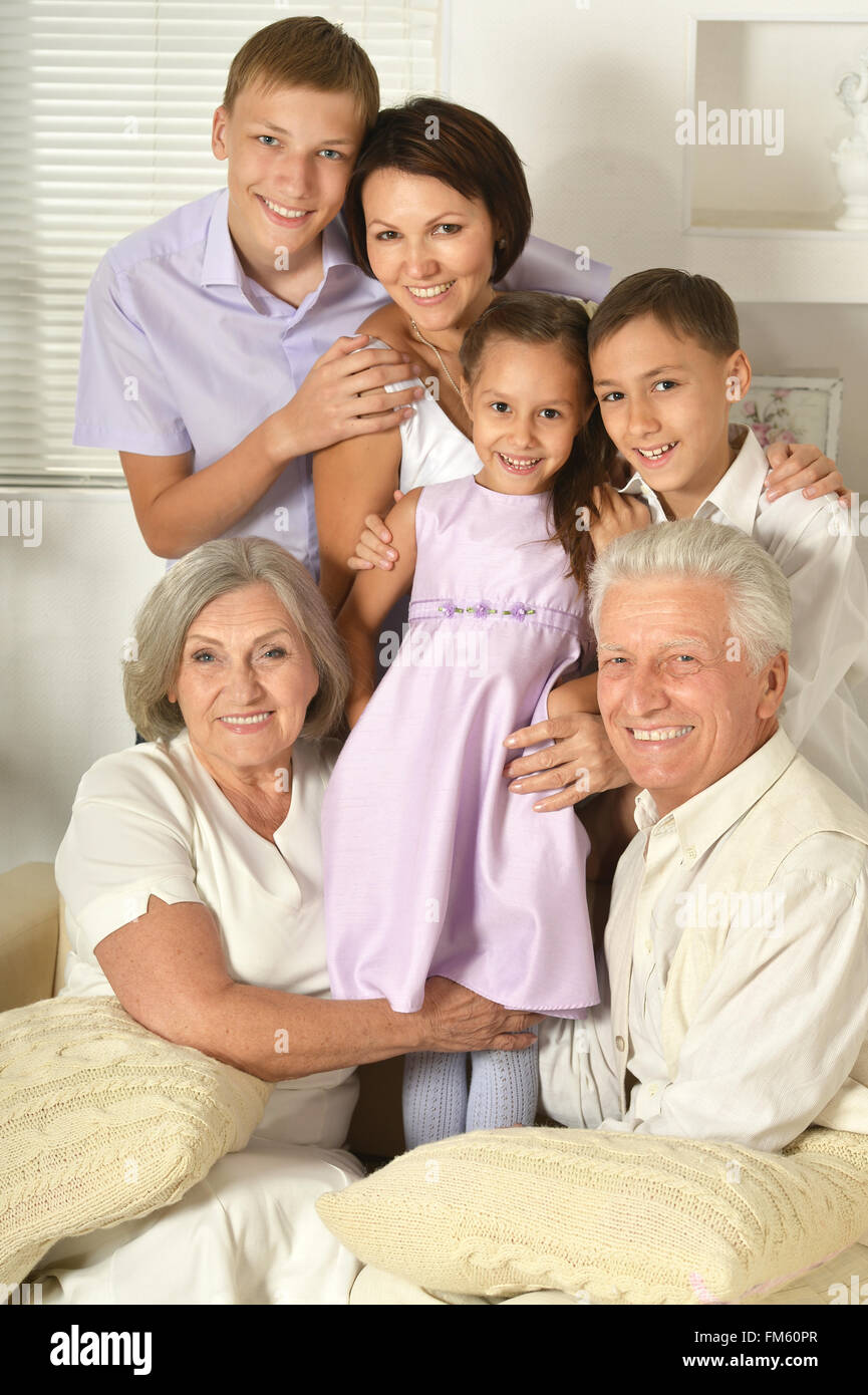 Happy family with kids Stock Photo - Alamy