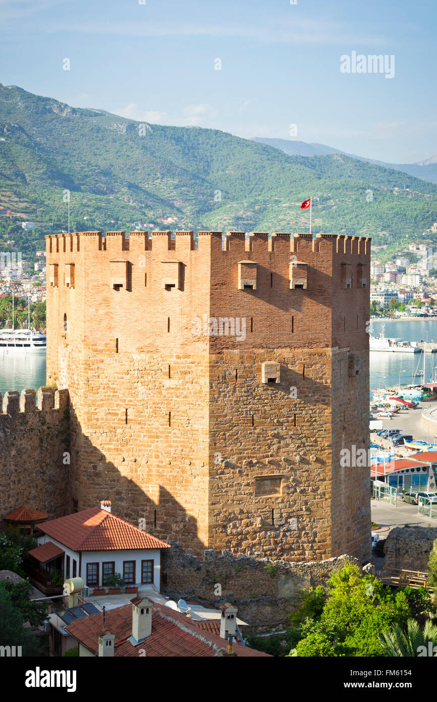 ALANYA, TURKEY - MAY 21, 2013: View of Alanya's nature with Kizil Kule ...