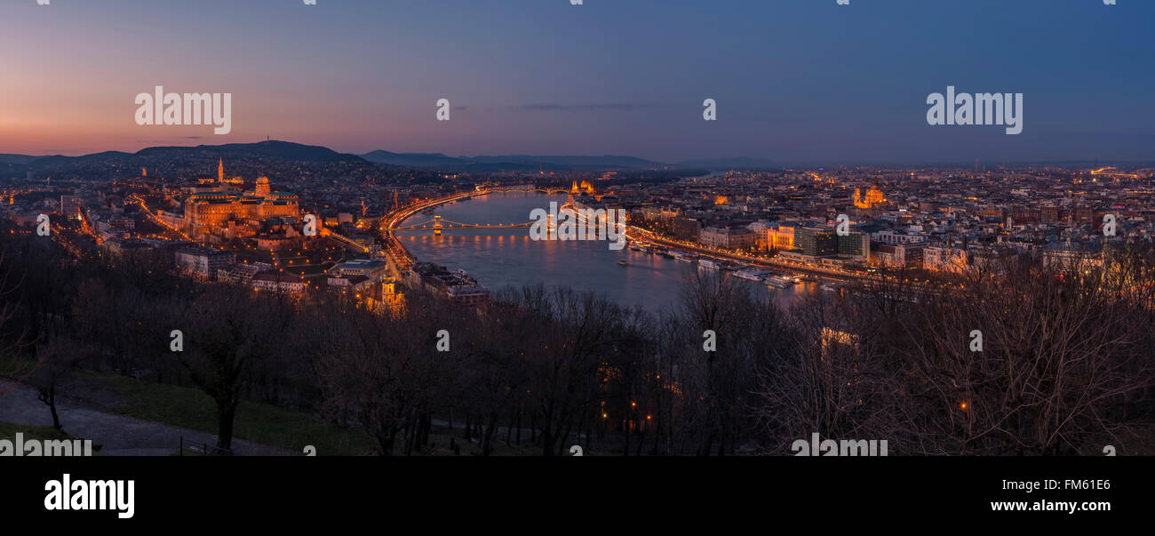 Budapest sunset panoramic view Stock Photo - Alamy