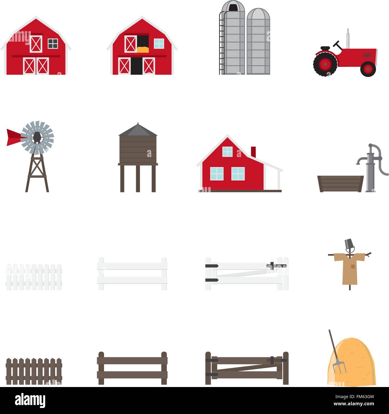 Set of 16 farming and agriculture flat design icons Stock Vector Image ...