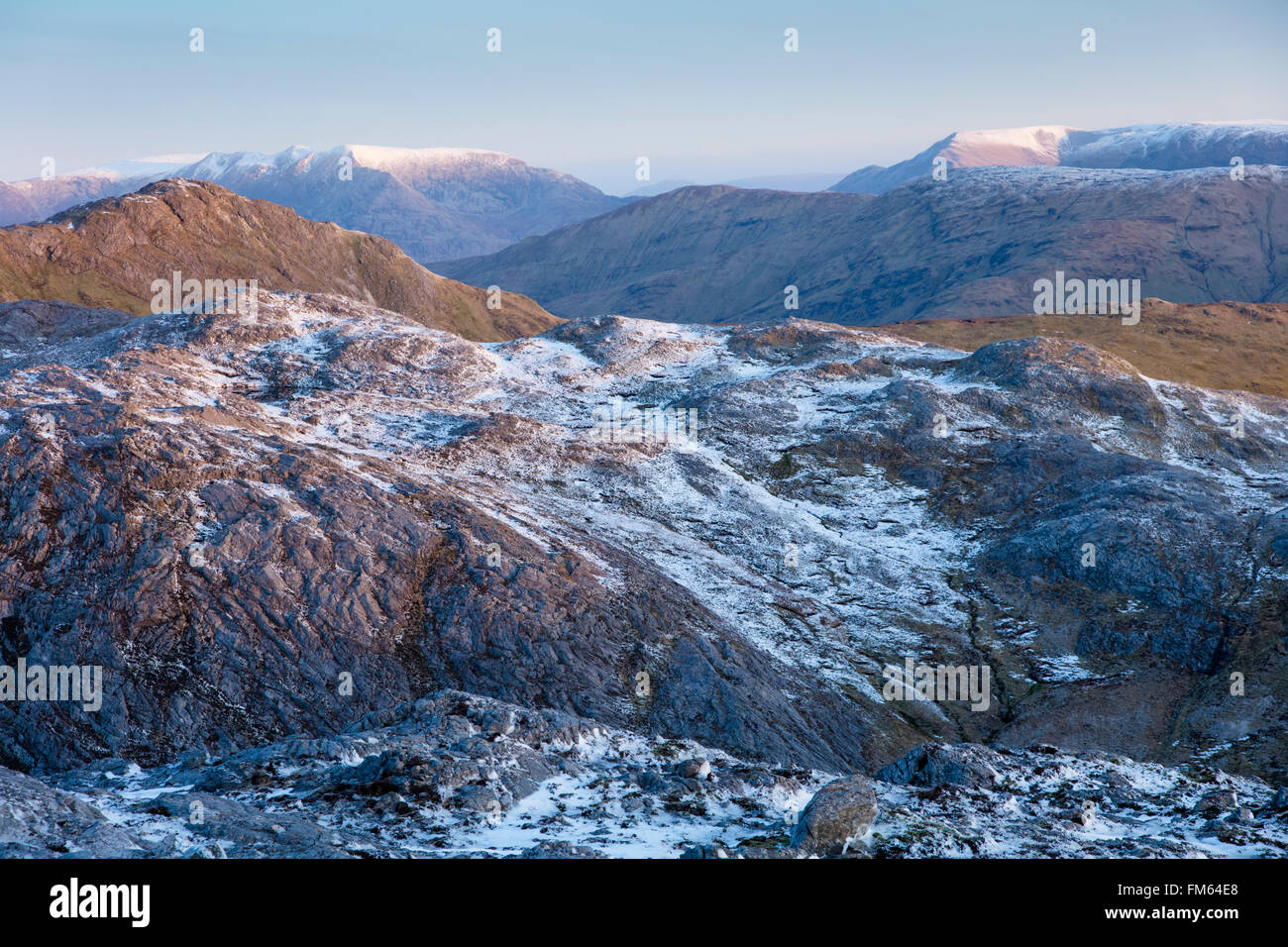The northern Maumturk Mountains in winter, Connemara, County Galway ...