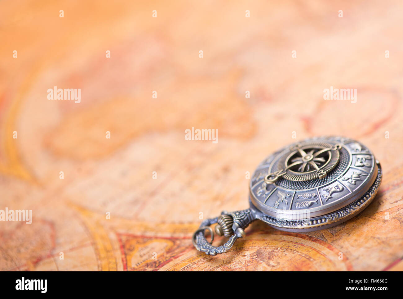 old compass on the old map Stock Photo - Alamy