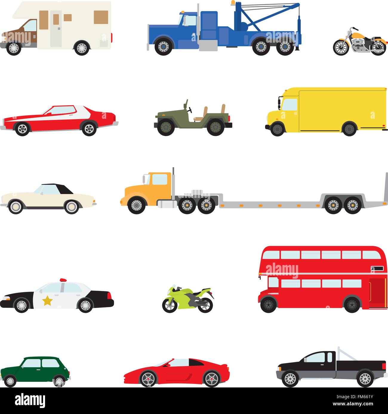 Set of fourteen motor vehicles, flat design, part 2 Stock Vector Image ...
