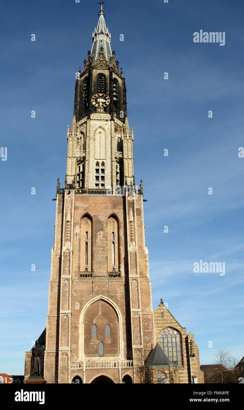 The New Church (Nieuwe Kerk) from 1381 in the city of Delft. The ...