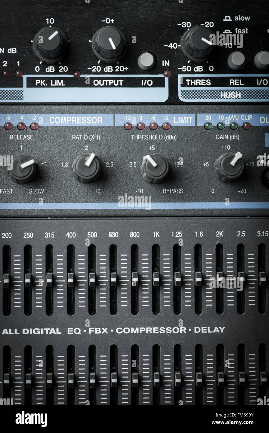 Color image of many buttons in a sound recording studio Stock Photo - Alamy