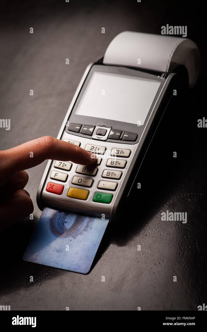 Color image of a POS and credit cards Stock Photo - Alamy