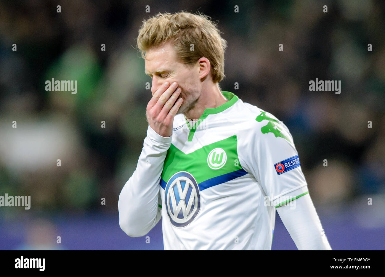 Wolfsburgs Andre Schuerrle reacts during the UEFA Champions League ...
