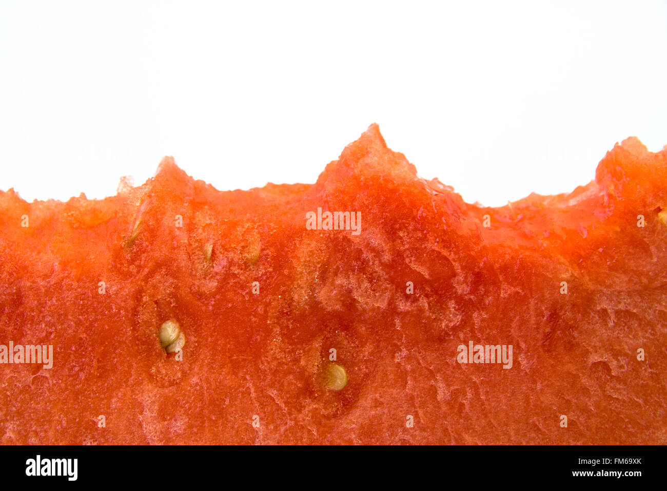 fresh red watermelon isolated over white with bite of human teeth Stock ...