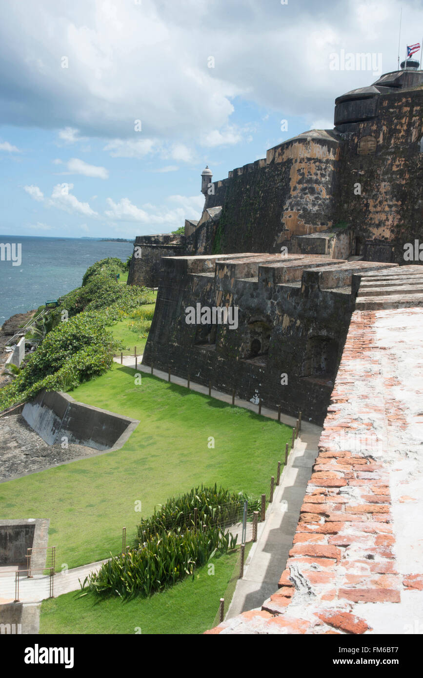 A view of parts of the El Morro Fort in San Juan, with parts of the ...