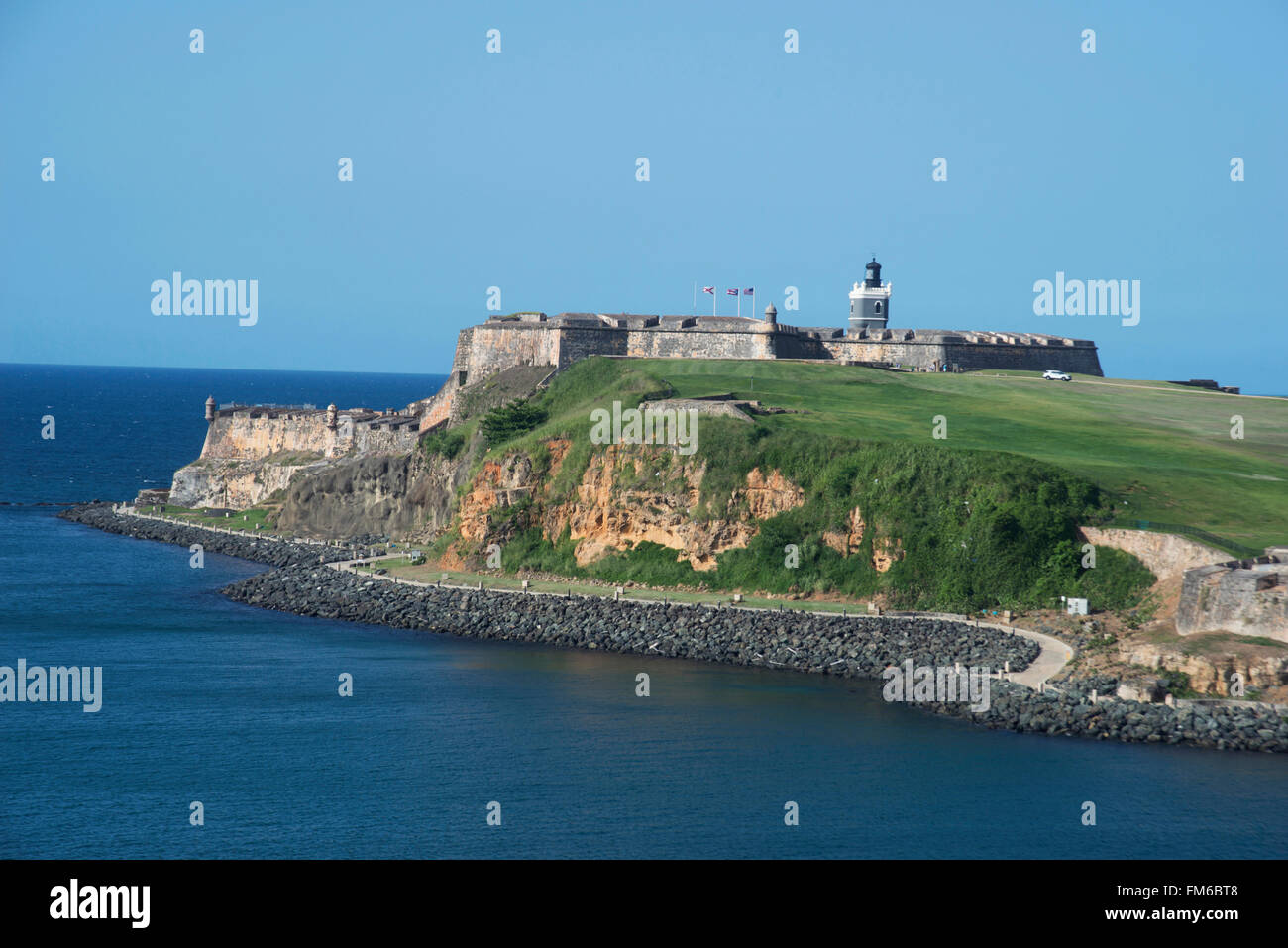 A view of parts of the El Morro Fort in San Juan, with parts of the ...