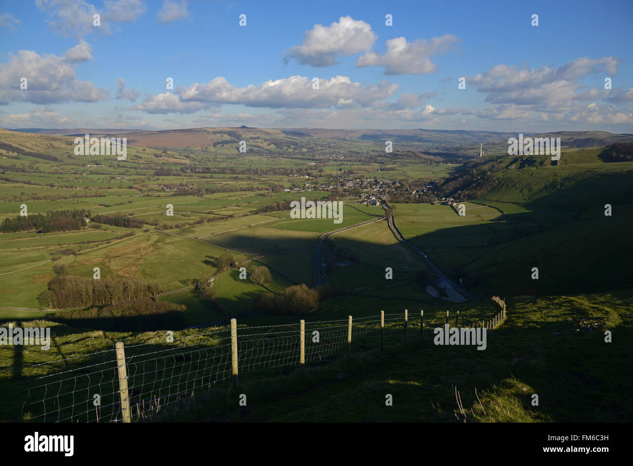 View of Hope Valley looking towards Castleton in the Peak District of ...