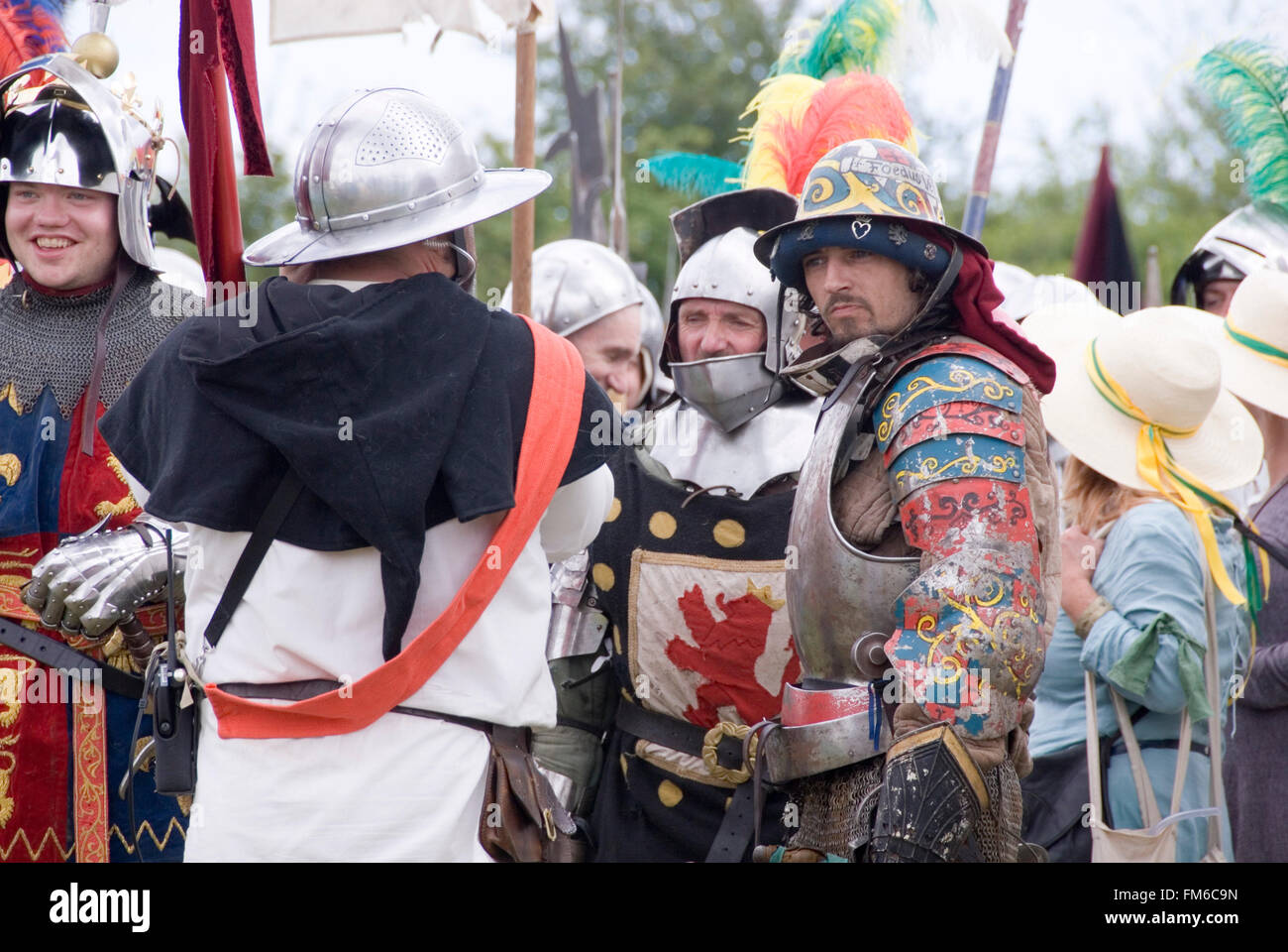 TEWKESBURY, GLOC. UK-12 JULY: Battle reenactors laughing as they await ...