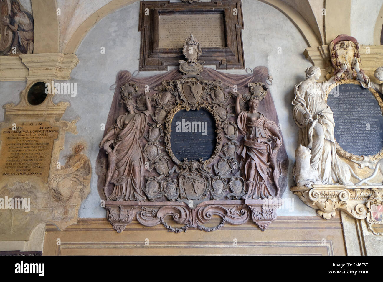 External atrium of Archiginnasio in Bologna, Italy on June 04, 2015 ...