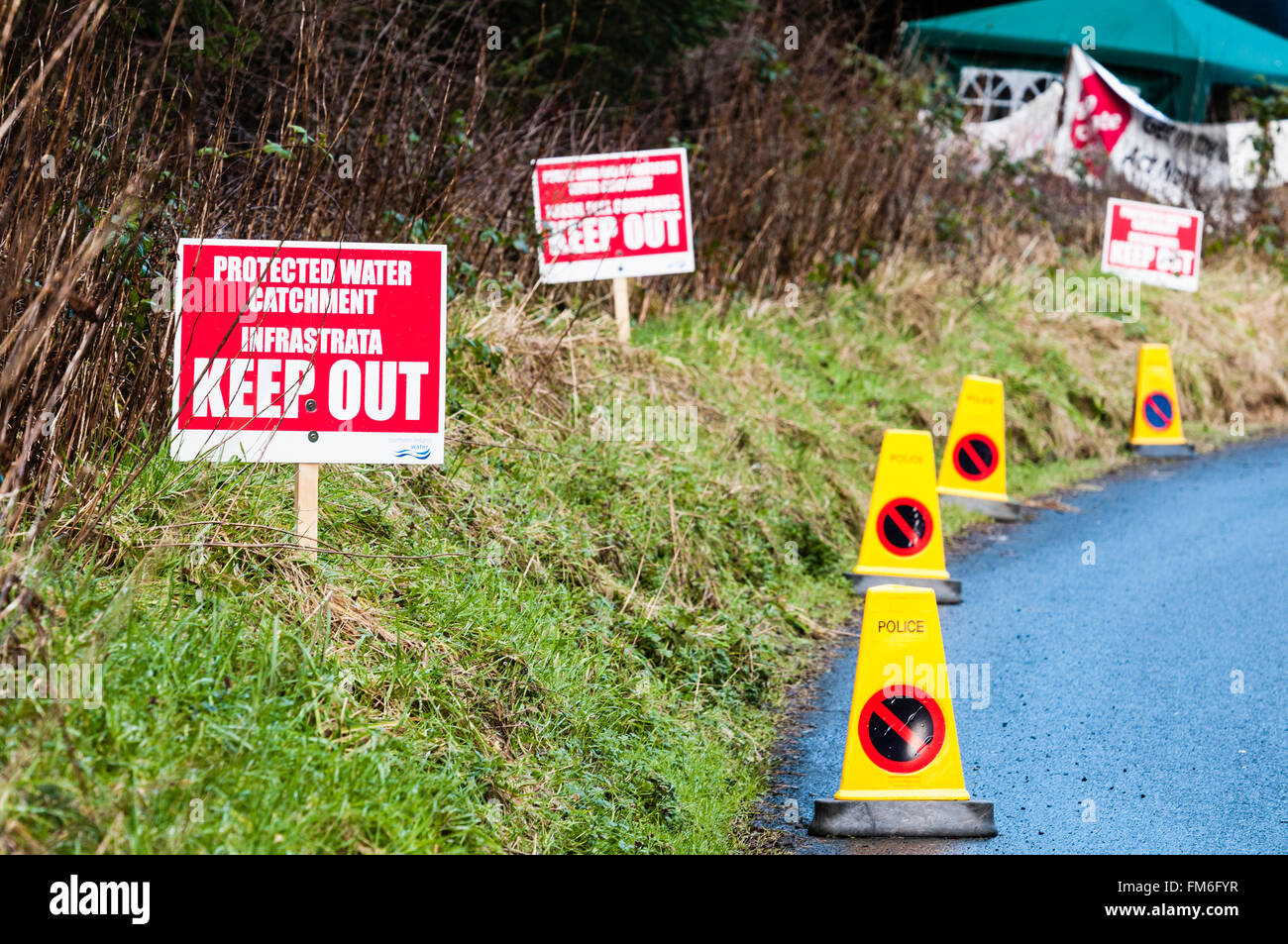 Sign erected by protesters warning oil and gas drilling companies to ...