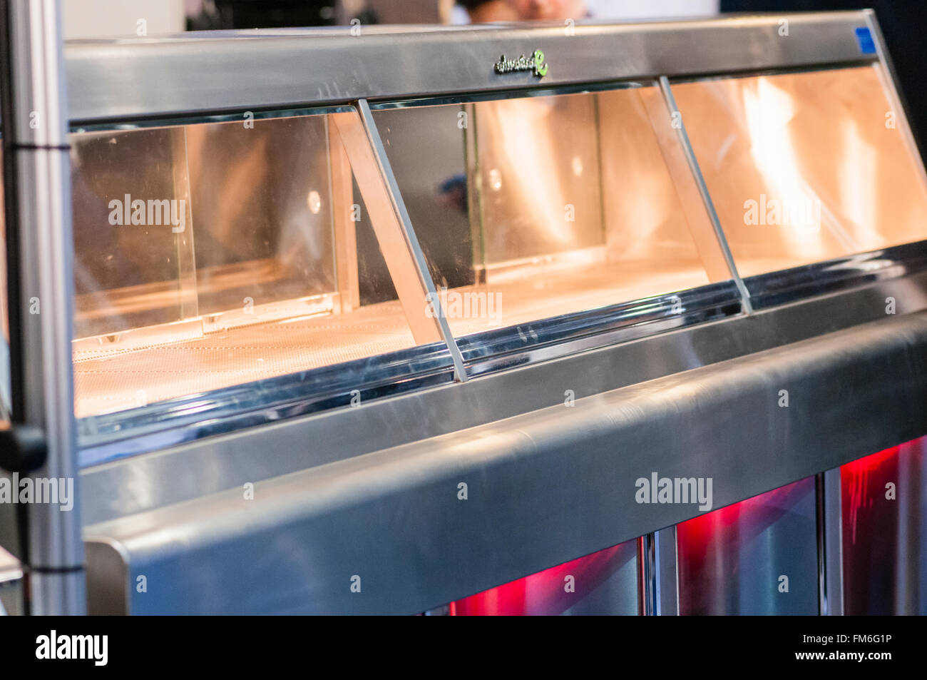 Empty fryer unit/food warming shelf in a fast food shop fryer range ...