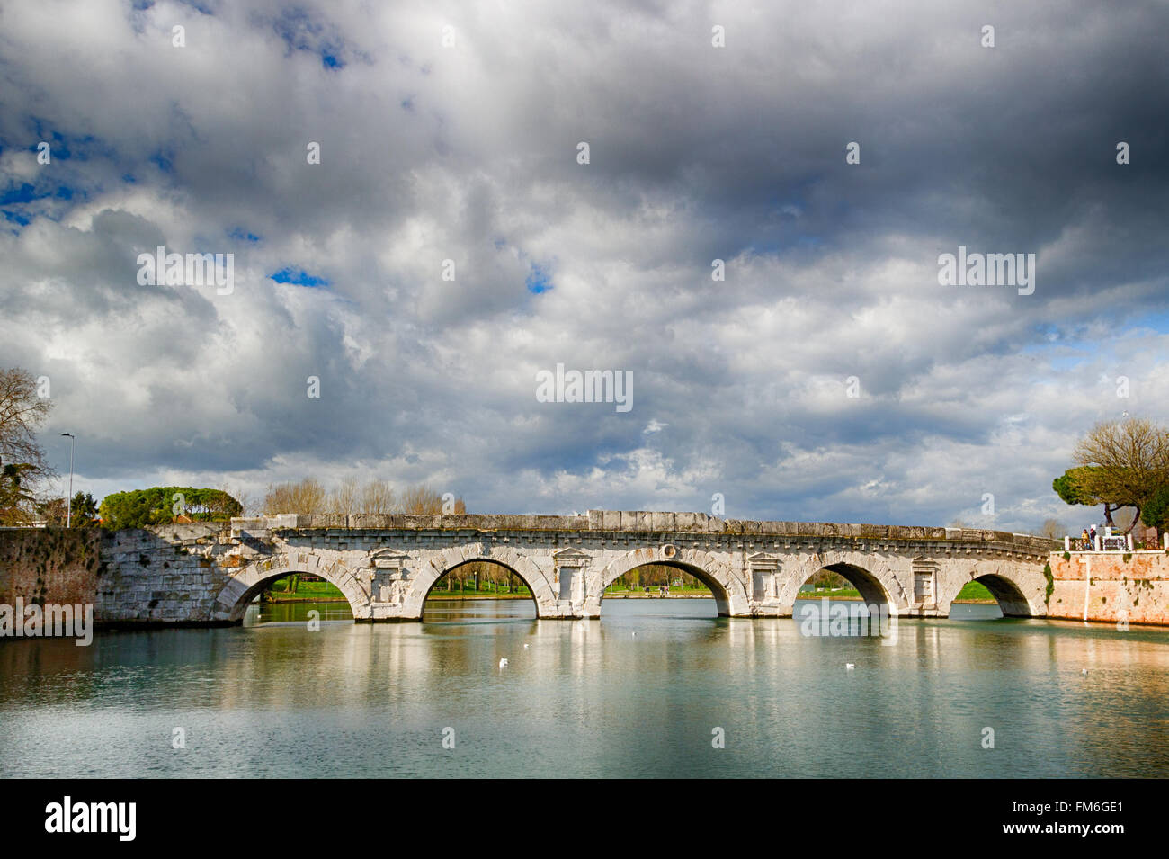 indestructible Istrian marble arches of the Roman bridge of Tiberius in ...