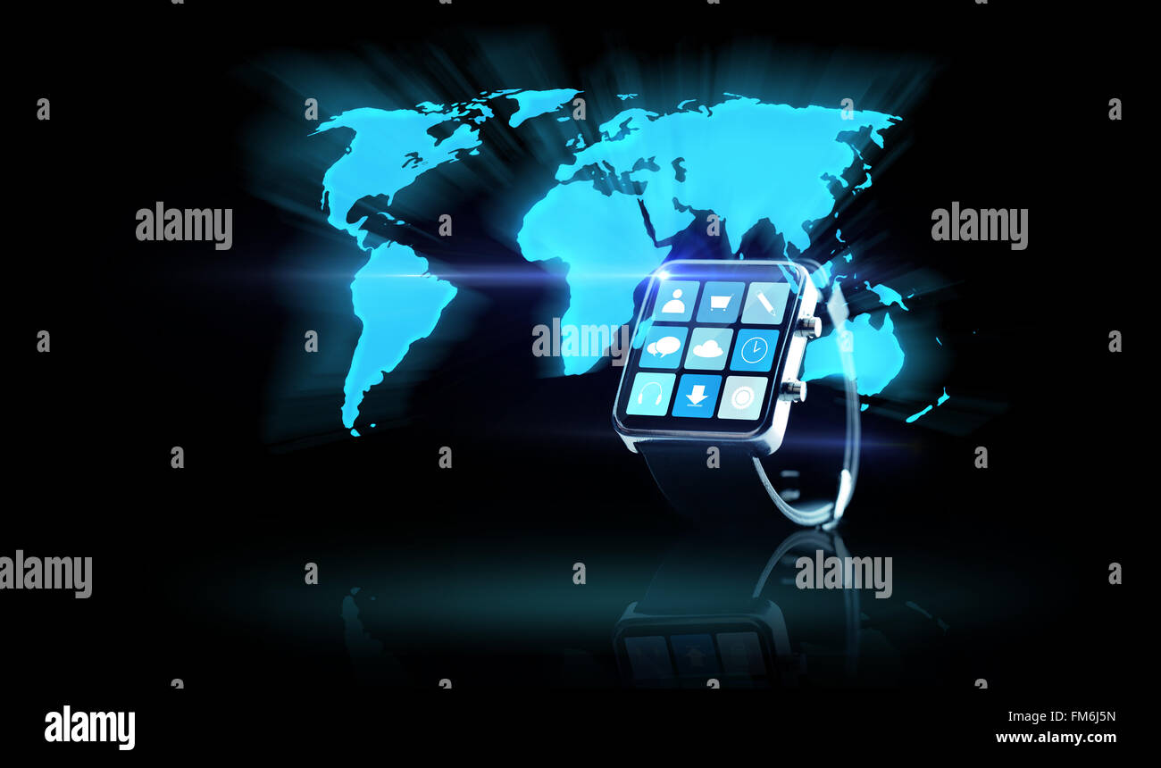 Smartwatch virtual screen map hi-res stock photography and images - Alamy