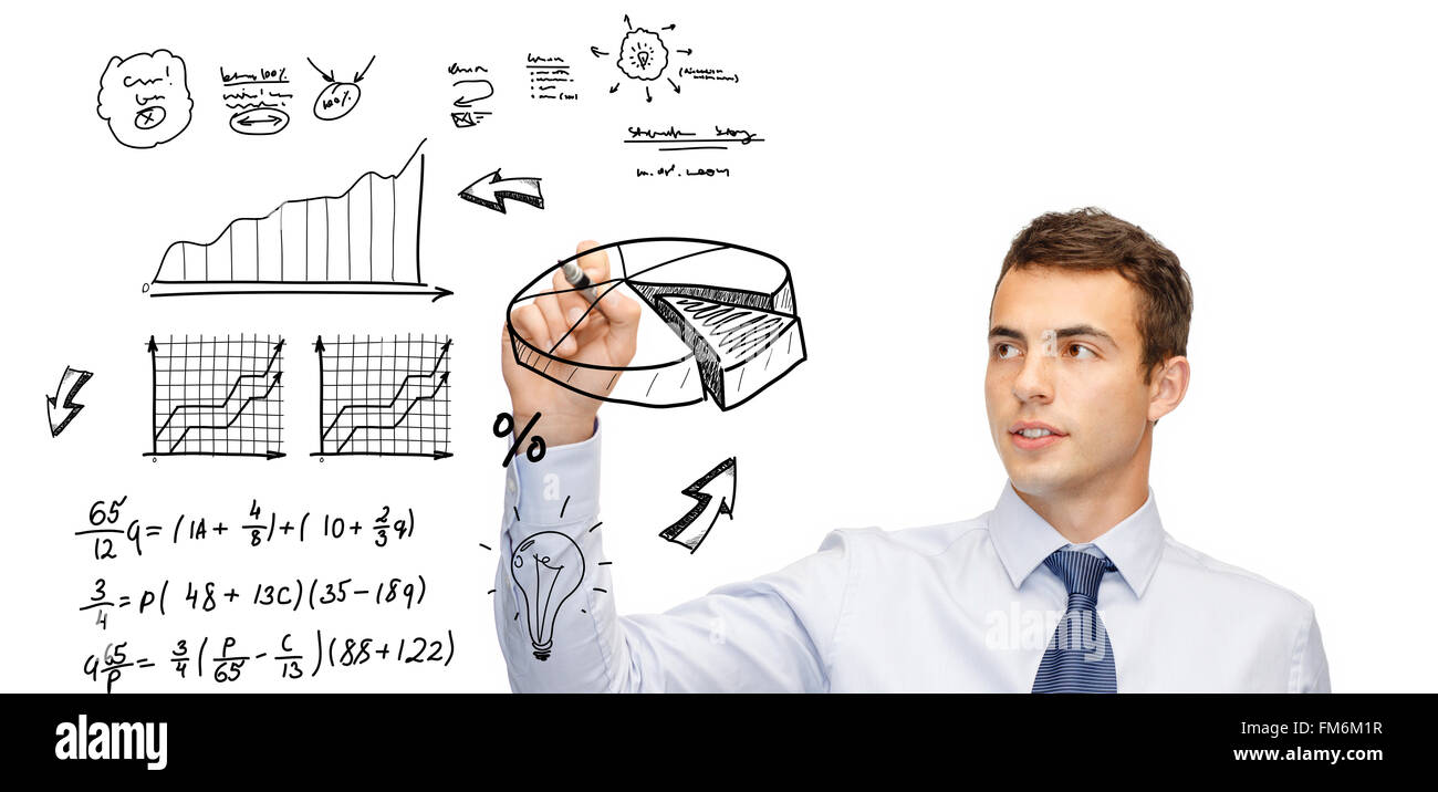 buisnessman drawing plan on virtual screen Stock Photo - Alamy