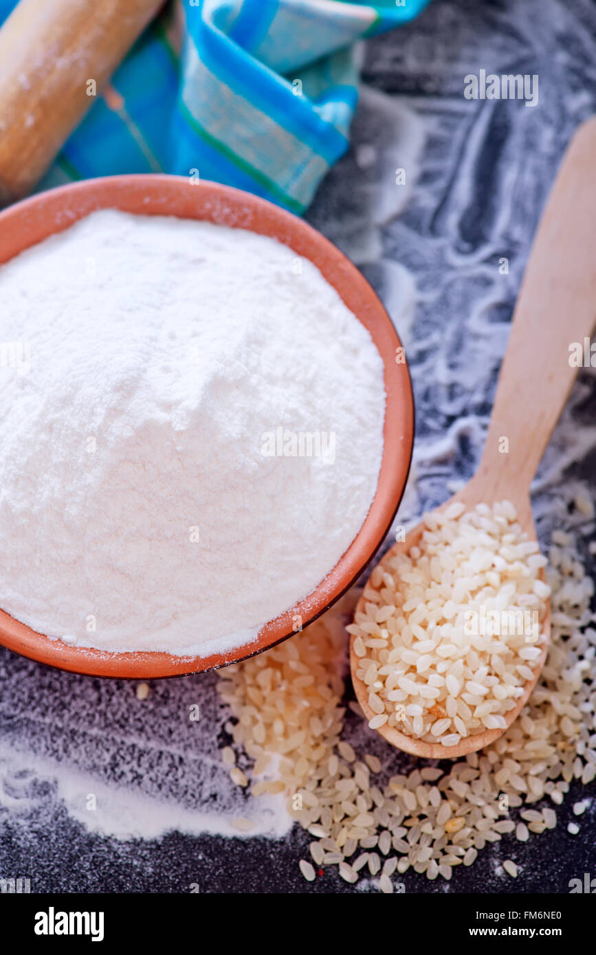rice flour in bowl and on a table Stock Photo - Alamy
