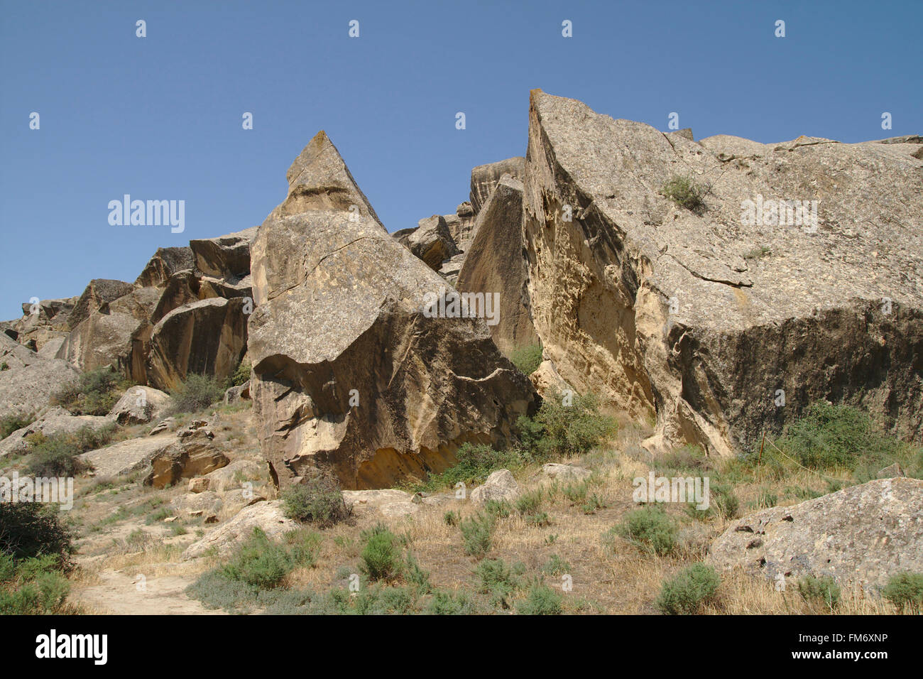 Rock escarpment in Qubustan, Azerbaijan Stock Photo - Alamy