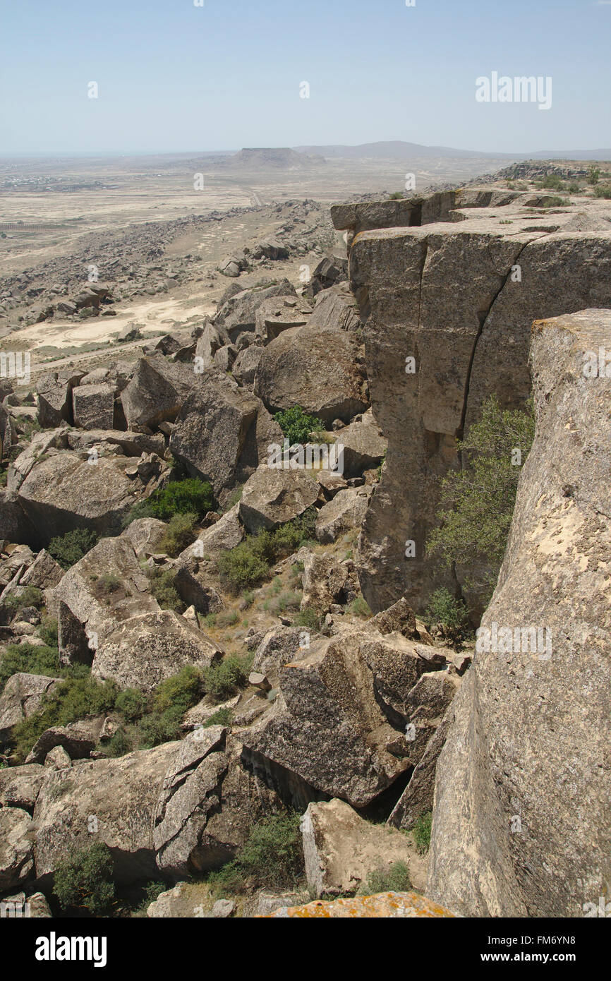 Rock escarpment in Qubustan, Azerbaijan Stock Photo - Alamy