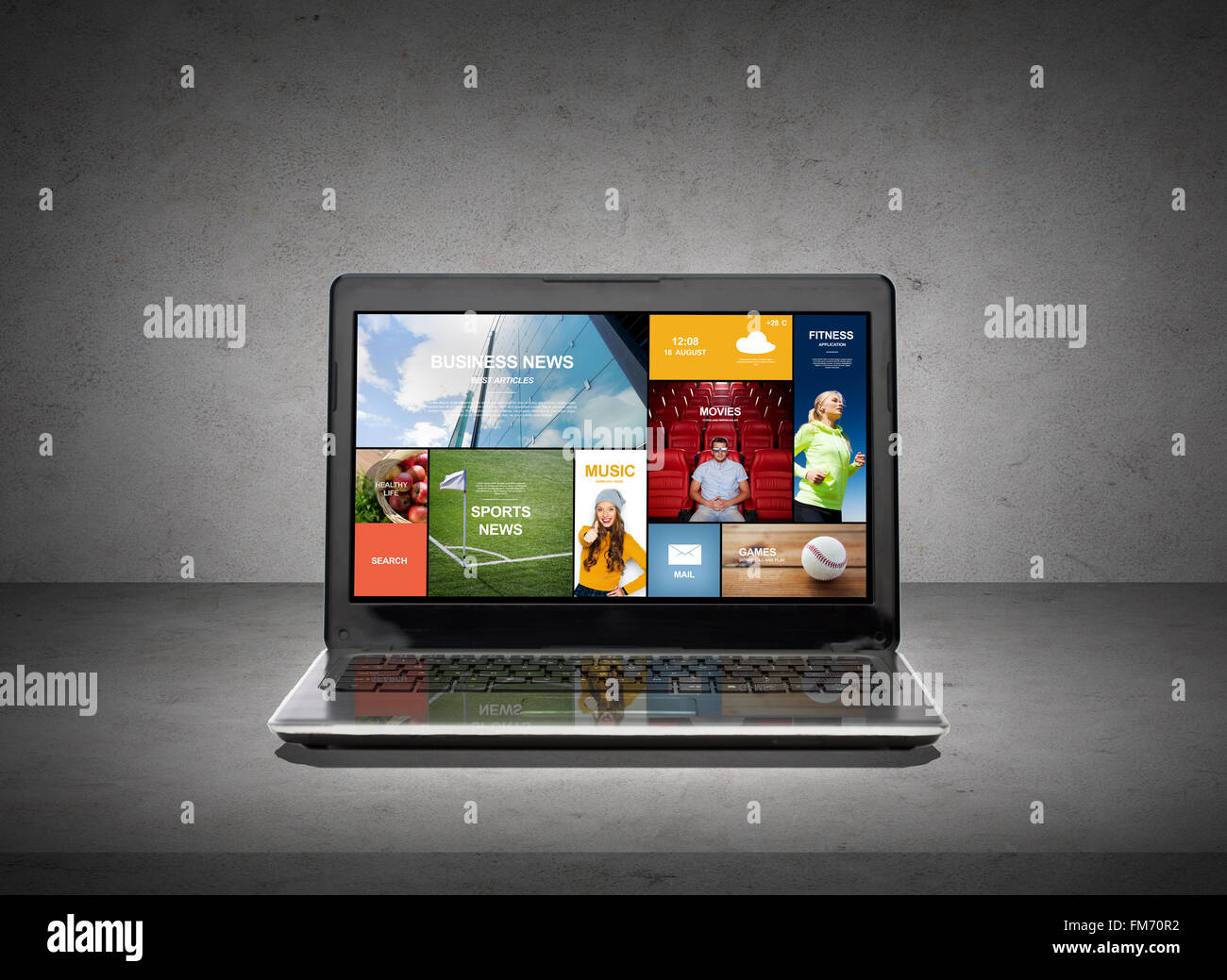 laptop computer with news web pages on screen Stock Photo - Alamy