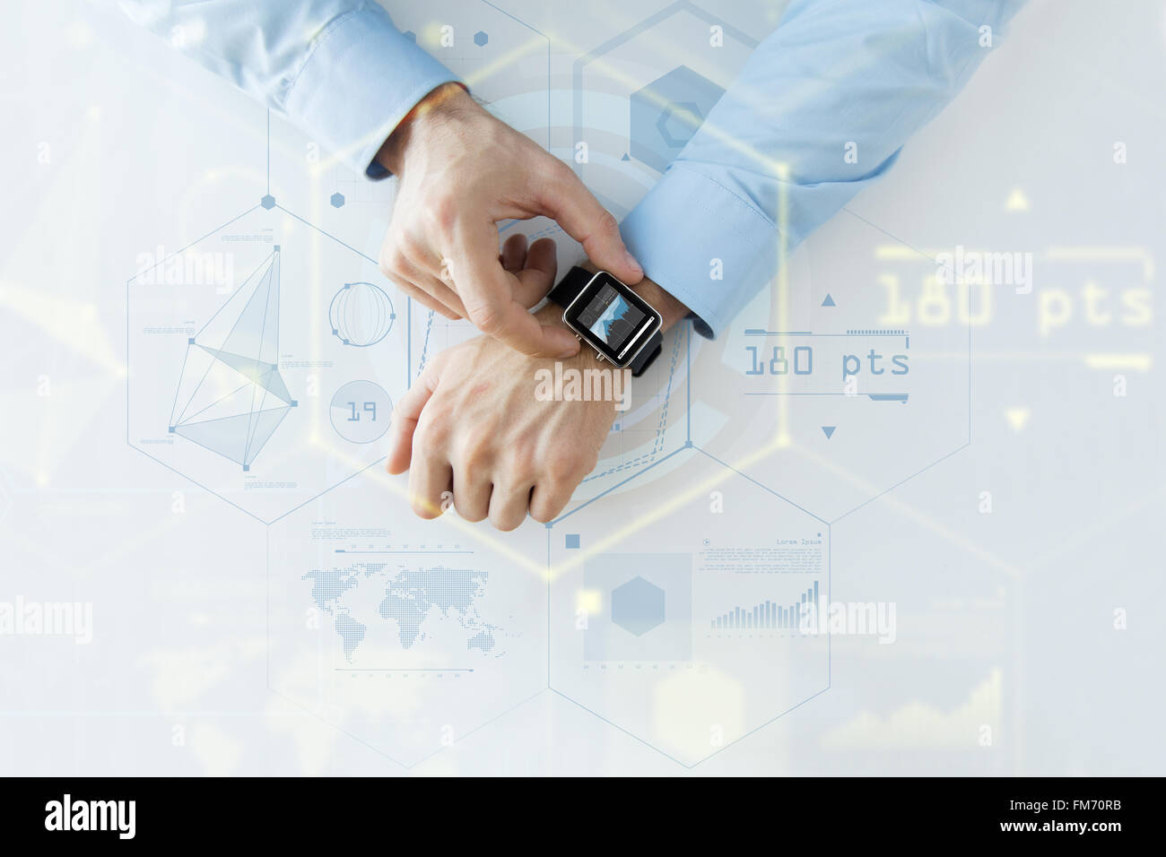 Hand smartwatch virtual screen projection hi-res stock photography and ...