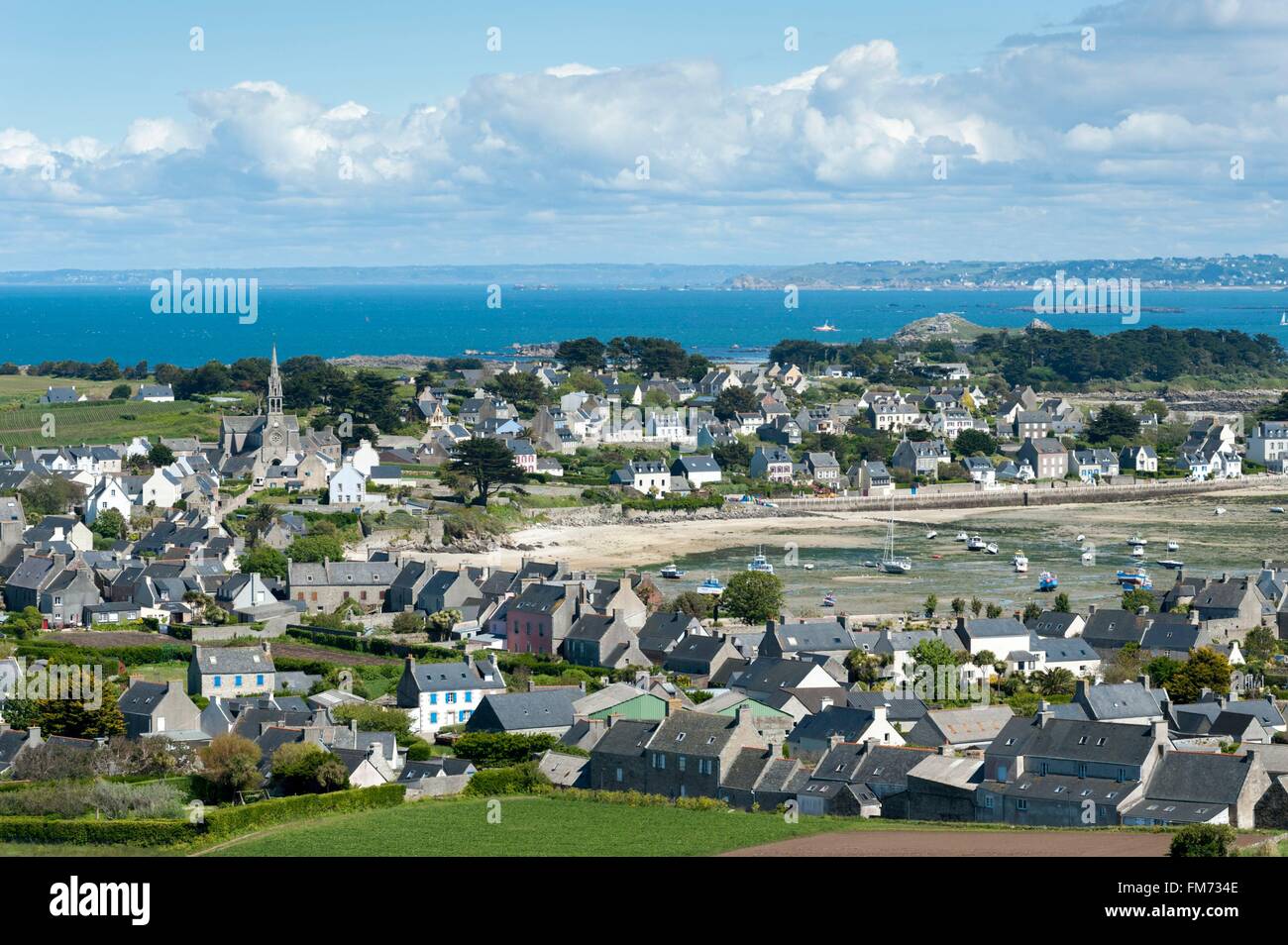 France, Finistere, Ponant islands, island of Batz, view of the village ...