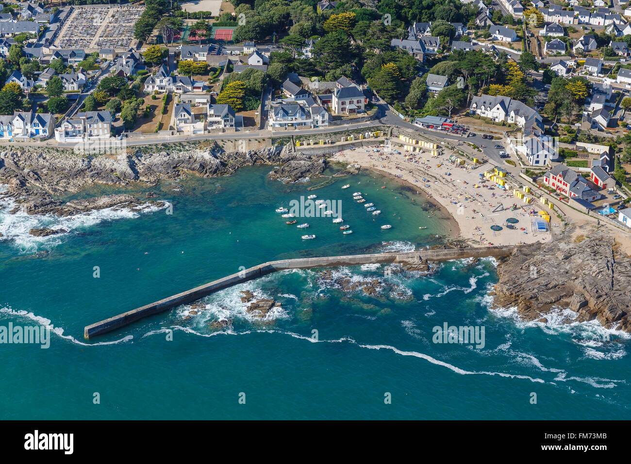 France, Loire Atlantique, Batz sur Mer, the port and Saint Michel beach ...