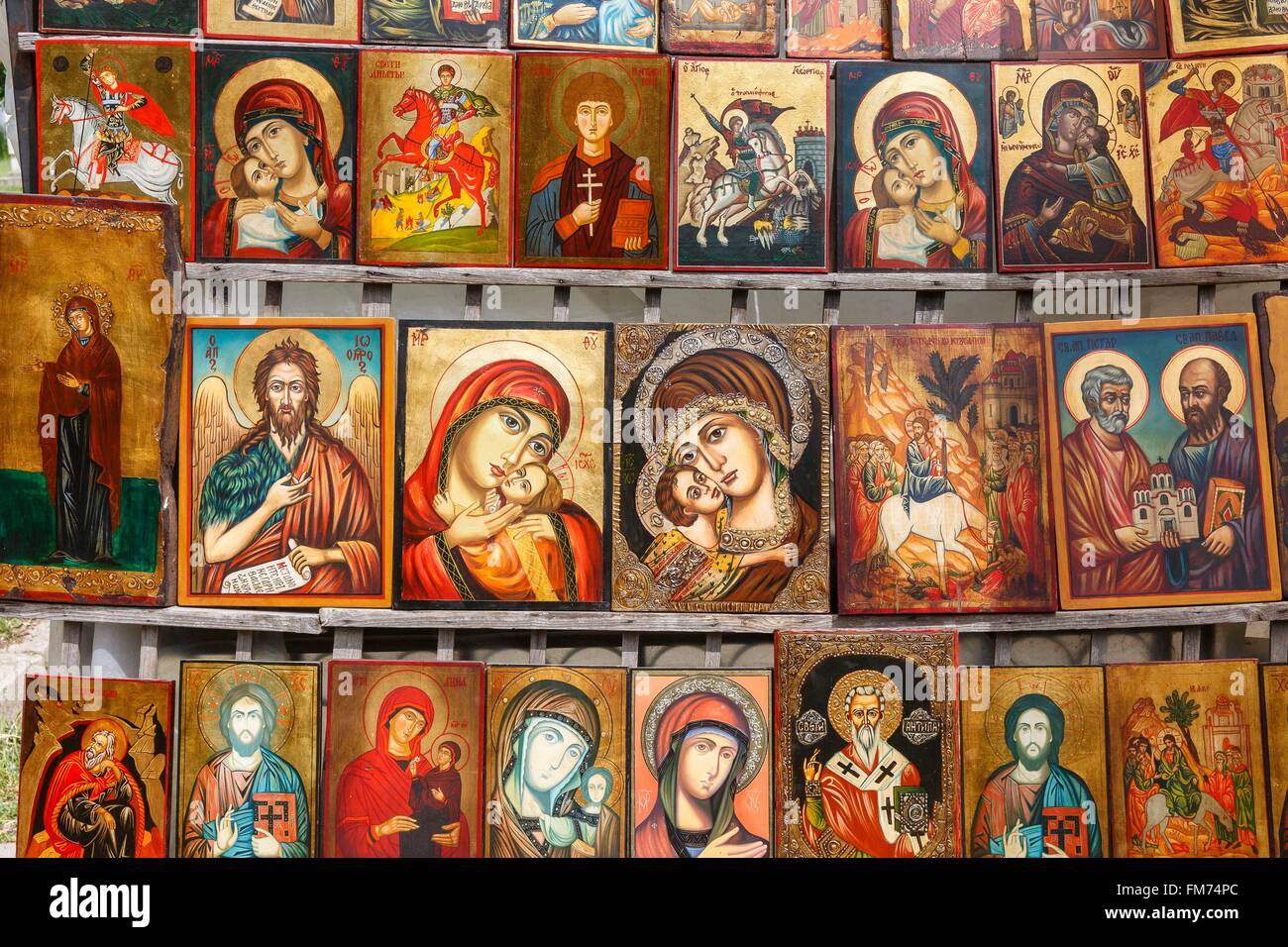 Bulgaria, Sofia, icons at the flea market Stock Photo - Alamy