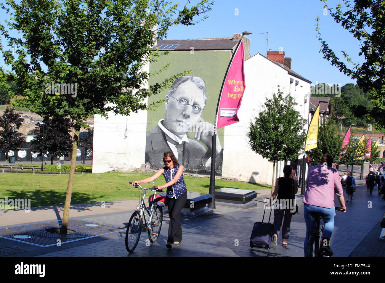 Howard Street in Sheffield city centre looking to a mural tribute to ...