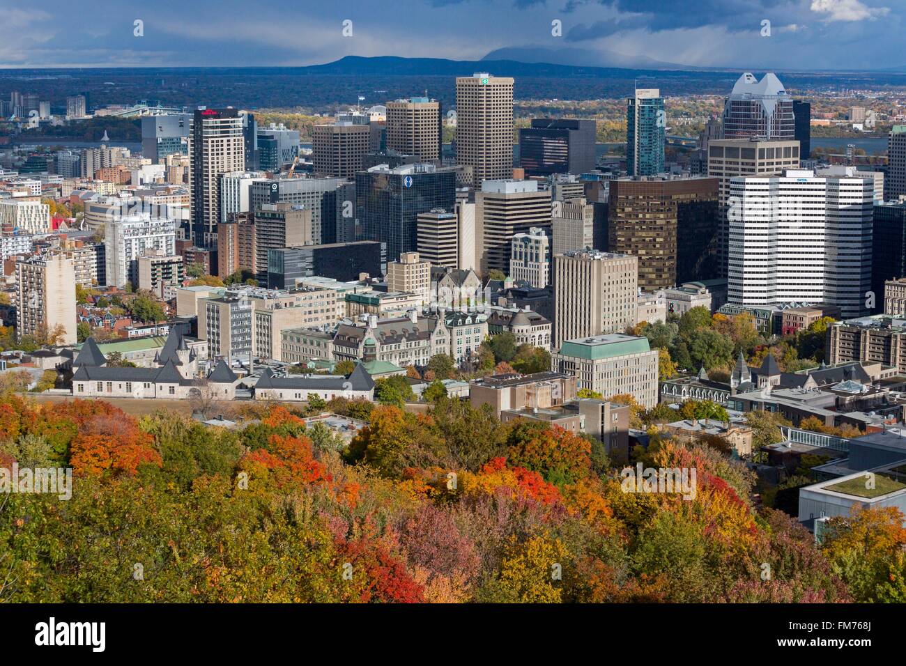 Canada, Quebec province, Montreal, downtown and its skyscrapers from ...