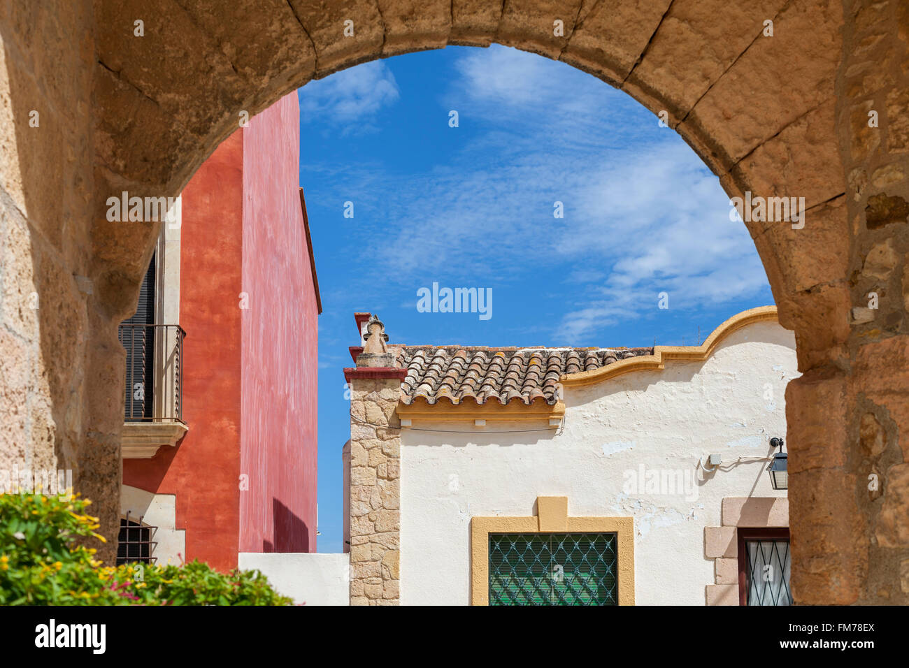 Arch colored houses,Altafulla,Catalonia,Spain Stock Photo - Alamy