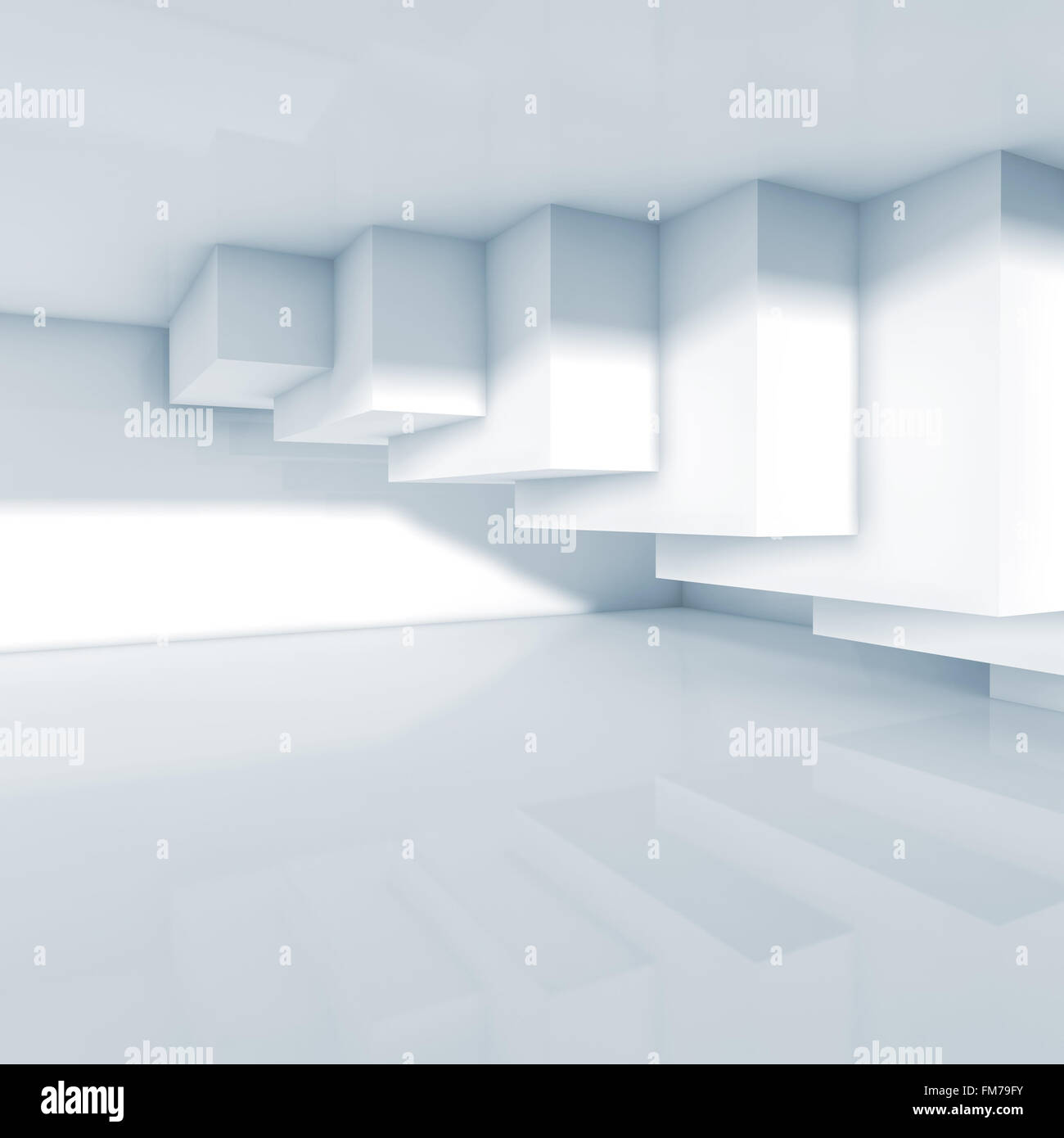 Abstract room interior design with cubes. Empty architecture background ...