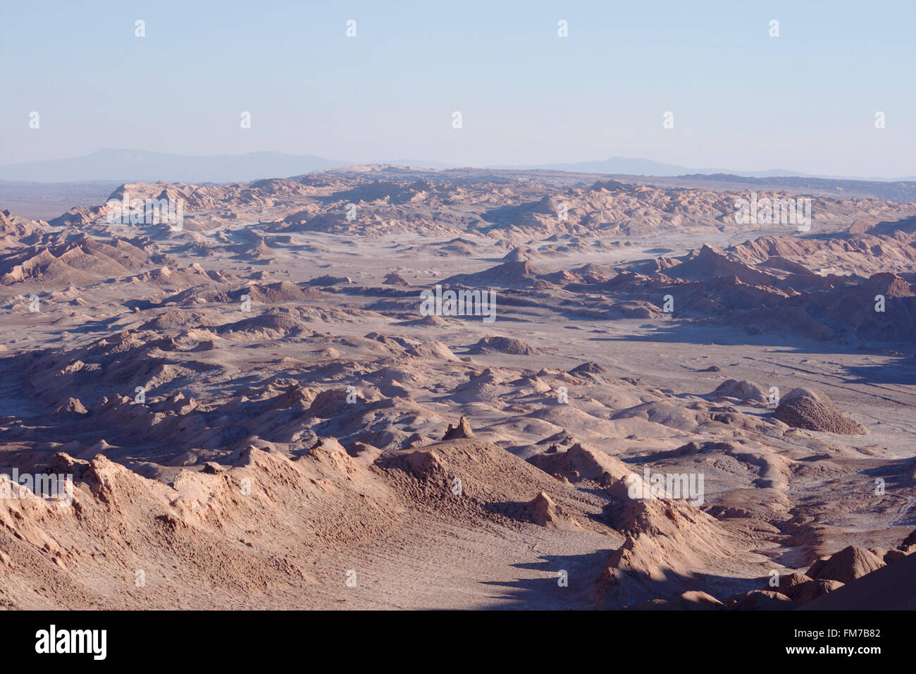 Edge of Valle de la Luna salt dome, seen from the sand dune, Chile ...