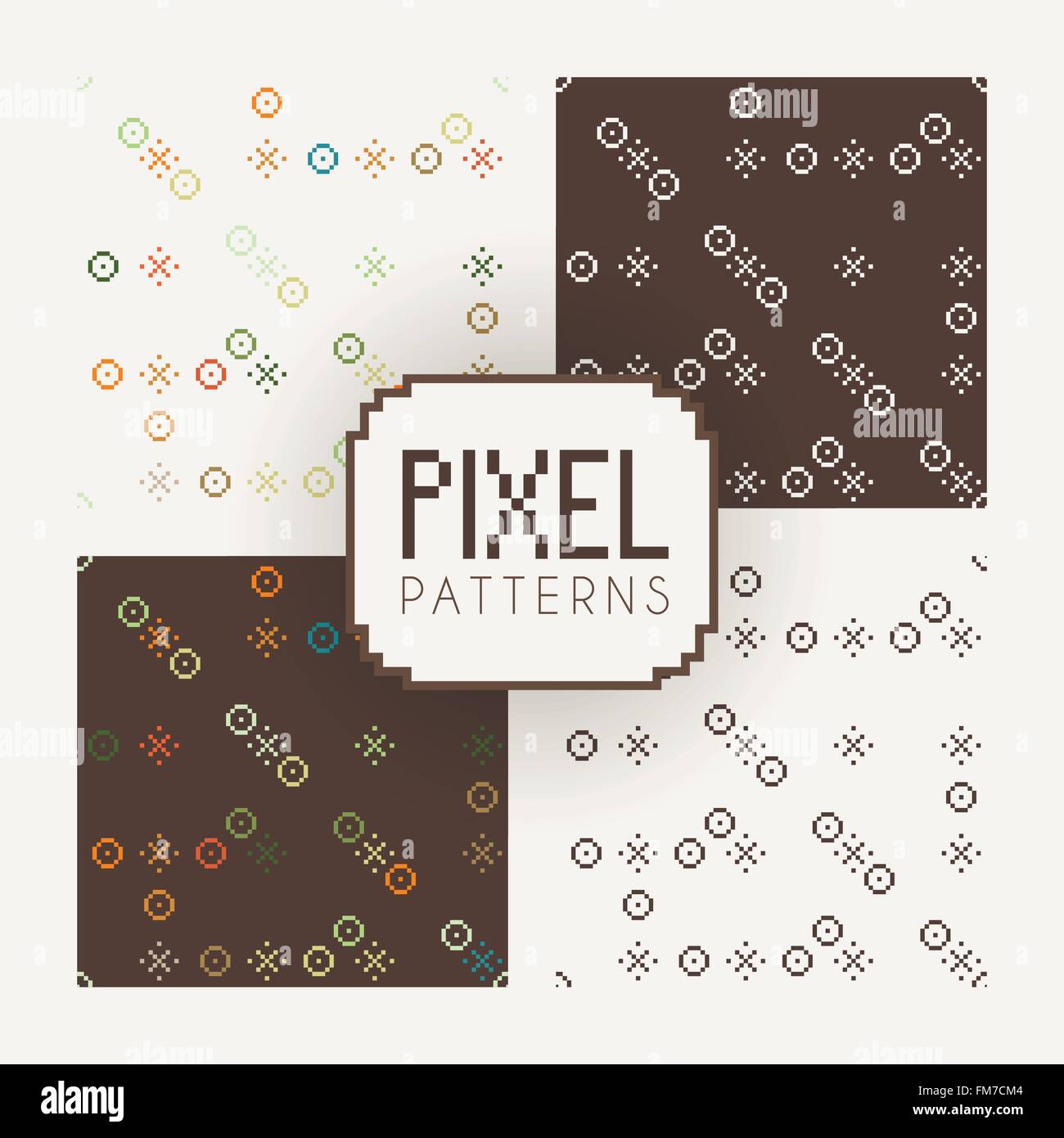 Set of vector seamless patterns of pixel elements Stock Vector Image ...