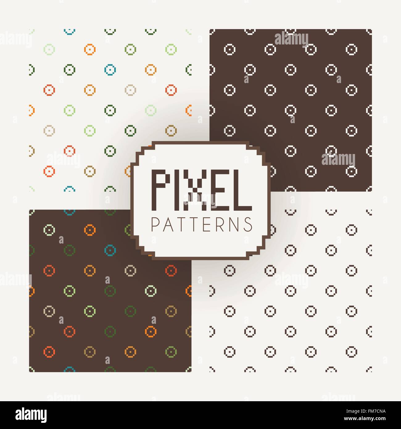 Set of vector seamless patterns of pixel elements Stock Vector Image ...