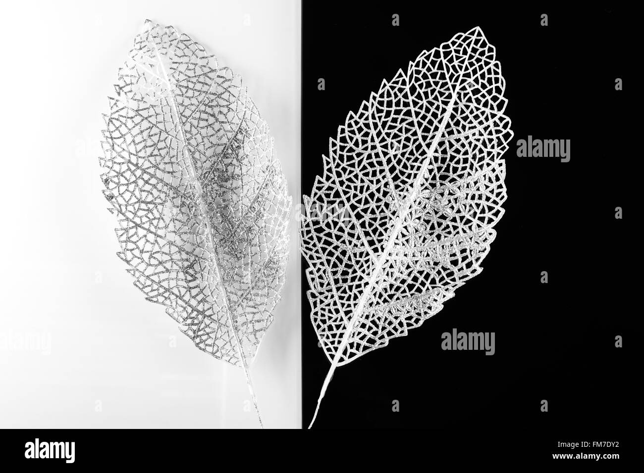 Decorative silver leaves Black and White Stock Photos & Images - Alamy