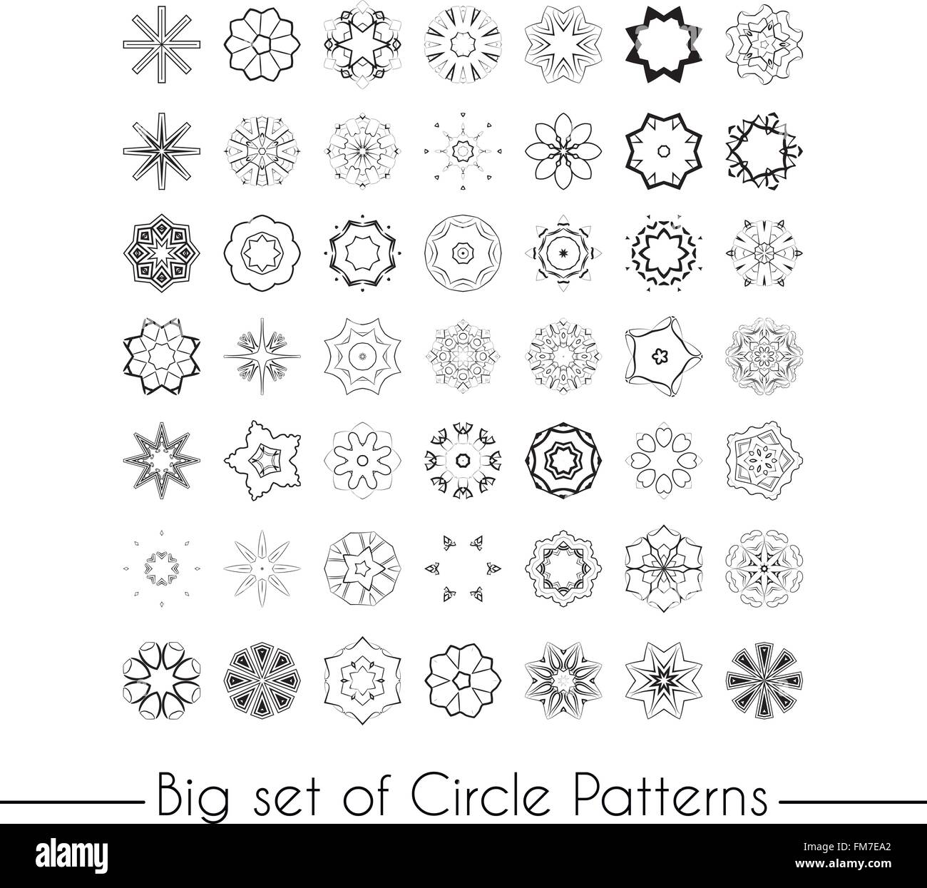 Vector set of abstract floral and circular patterns. Mandalas. Japanese ...
