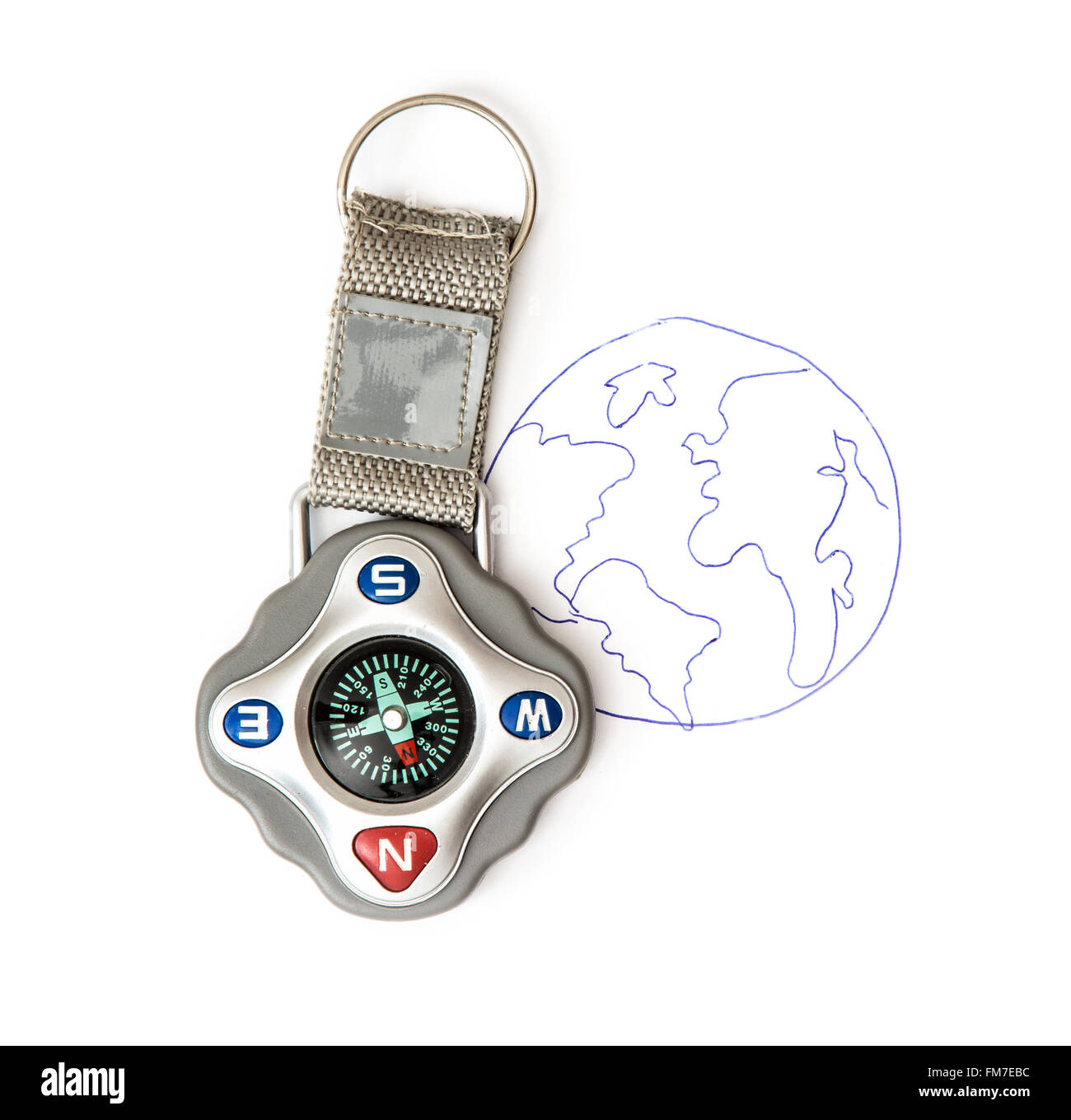Compass and sketch of the Earth on the white background. Travelling ...