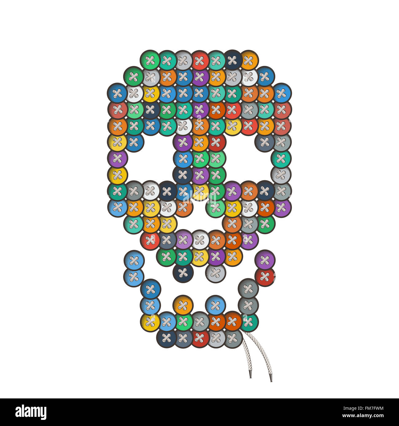 Decorative multi-colored skull sewn round buttons Stock Photo - Alamy