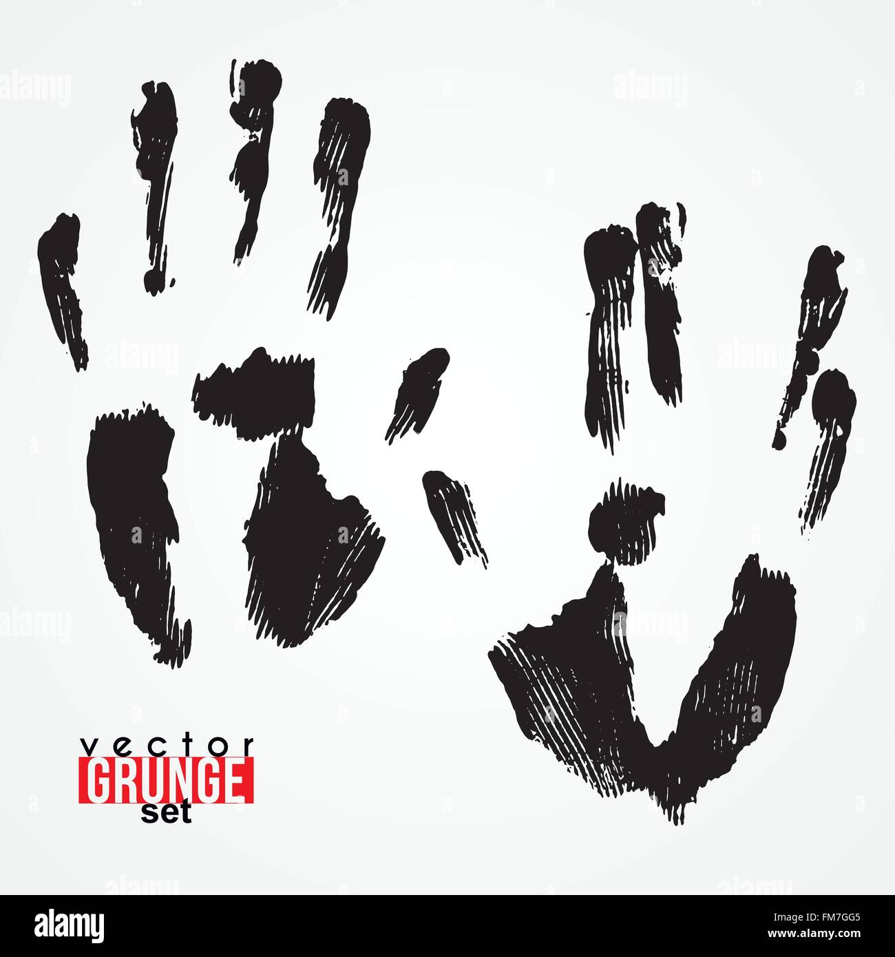 Set of dirty, scratched, smeared, stained handprints Stock Vector Image ...