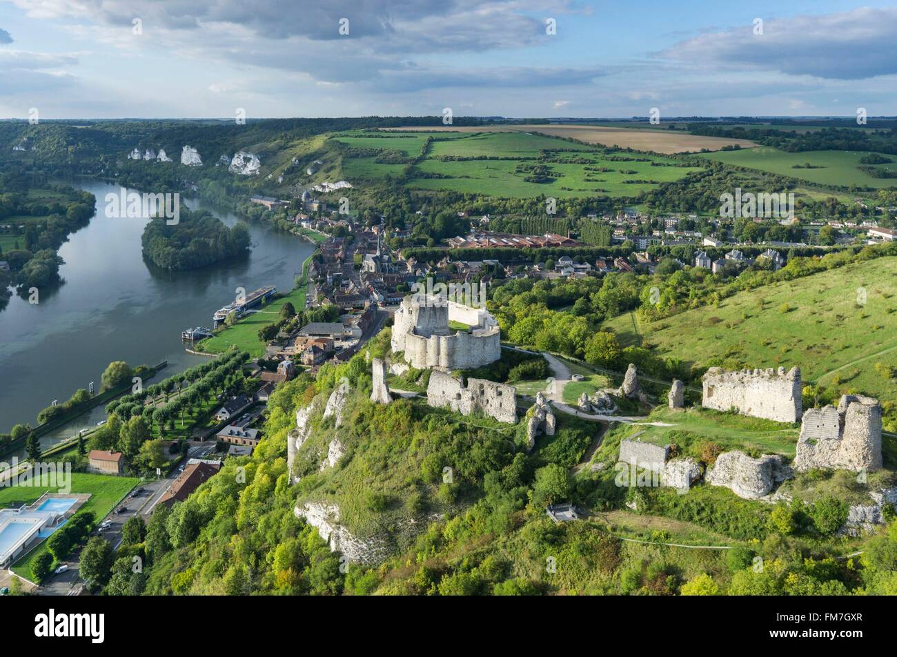France, Eure, Les Andelys, Chateau Gaillard, 12th century fortress built by Richard Coeur de ...