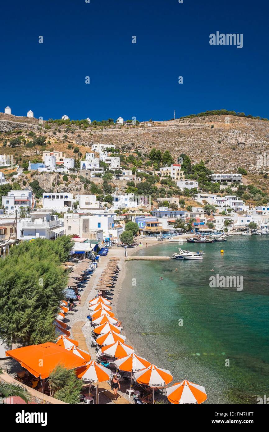 Greece, Dodecanese archipelago, Leros island, the beach and the little ...