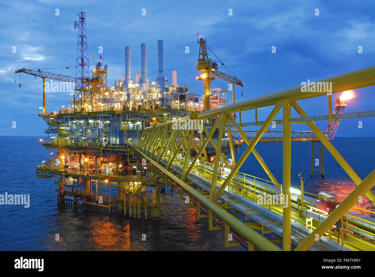 Offshore construction platform for production oil and gas Stock Photo ...