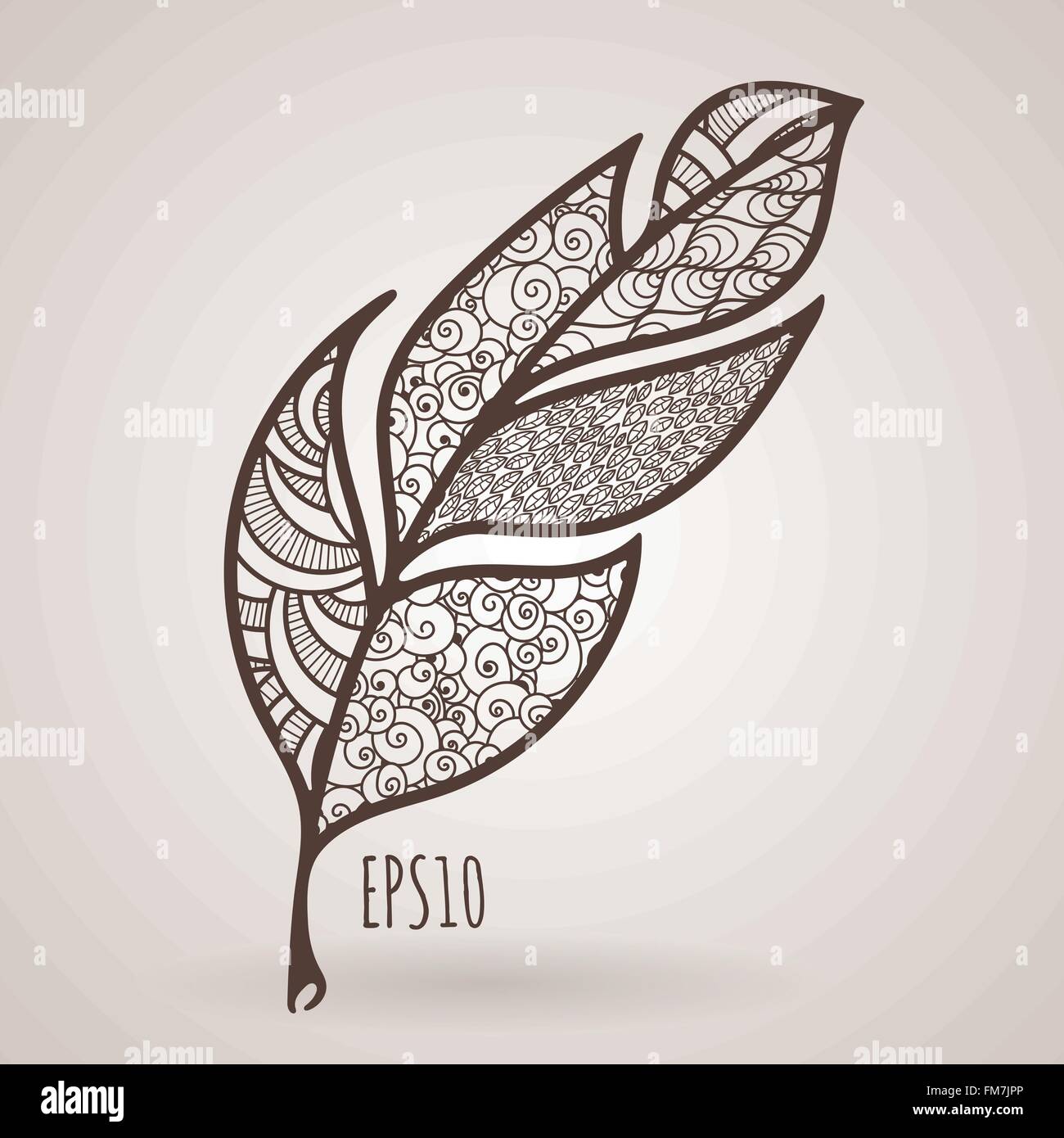 Vector ornate intricate feather. Doodle. Zentangle Stock Vector Image ...
