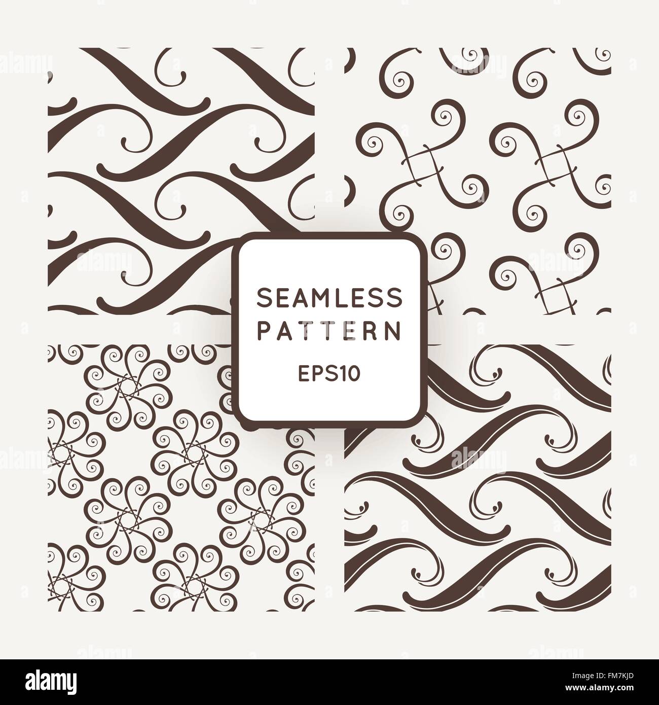 Set of vector seamless pattern with floral motifs, twisted vines ...